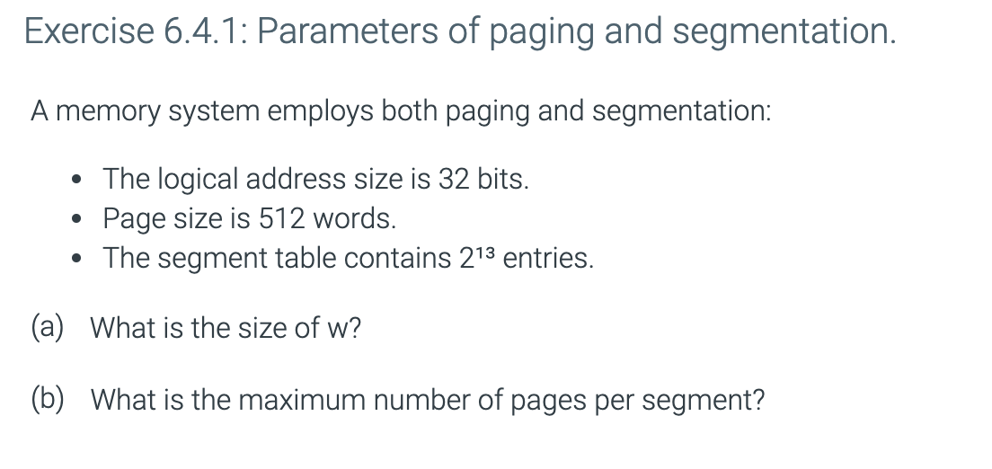 Solved Exercise 6.4.1: Parameters of paging and | Chegg.com