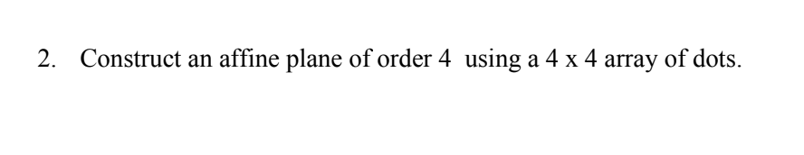 Solved Construct an affine plane of order 4 ﻿using a 4×4 | Chegg.com