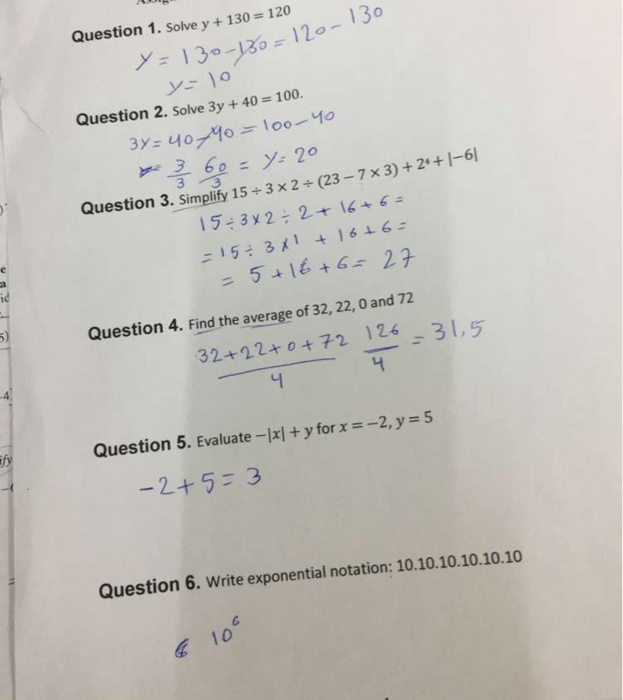 Solved Question 1. Solve y+ 130 120 3-3 12- 100. Question 2. | Chegg.com