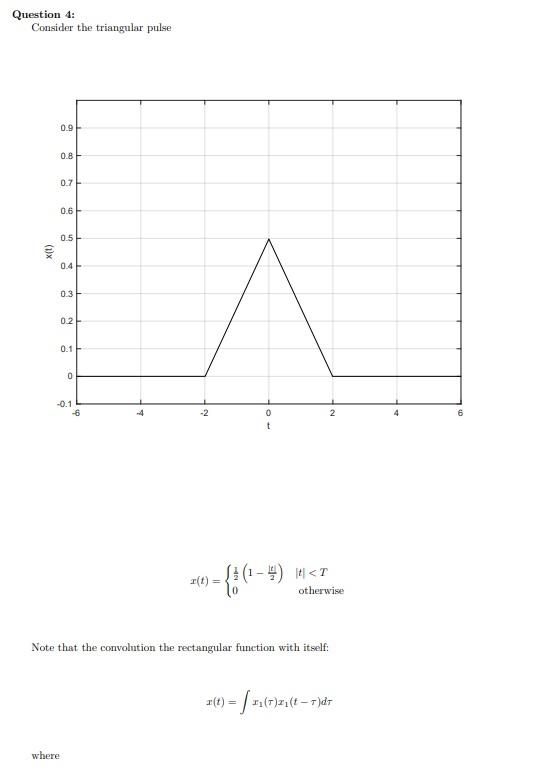 Solved Question 4: Consider the triangular pulse 0.9 0.8 0.7 | Chegg.com