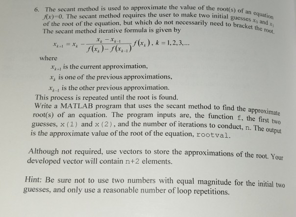 Solved The Secant Method Is Used To Approximate The Value Of