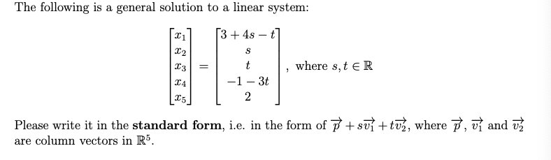 Solved The following is a general solution to a linear | Chegg.com