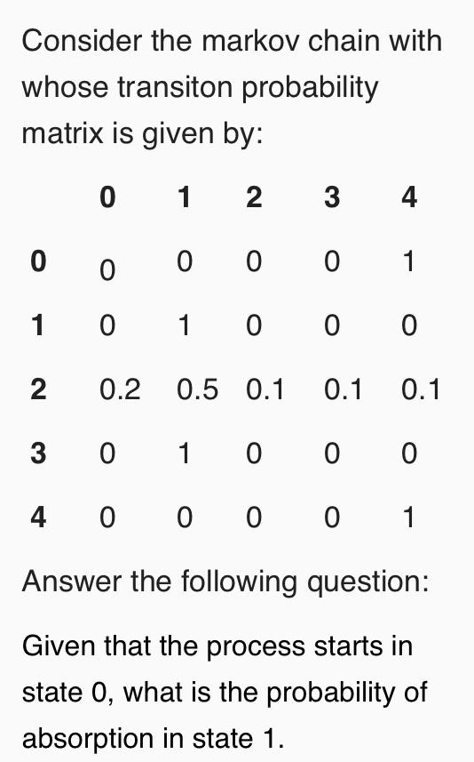 Solved Consider the markov chain with whose transiton | Chegg.com