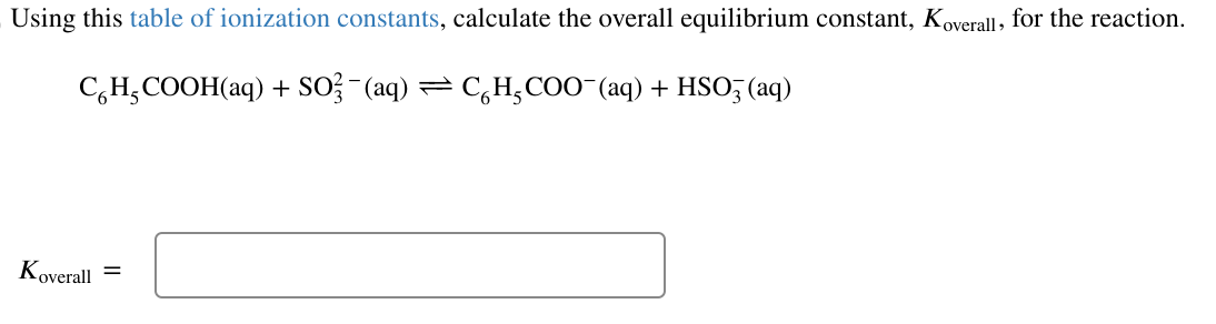 Solved Using this table of ionization constants, calculate | Chegg.com