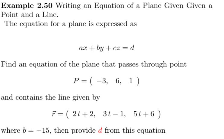 Solved Example 2.50 Writing an Equation of a Plane Given | Chegg.com