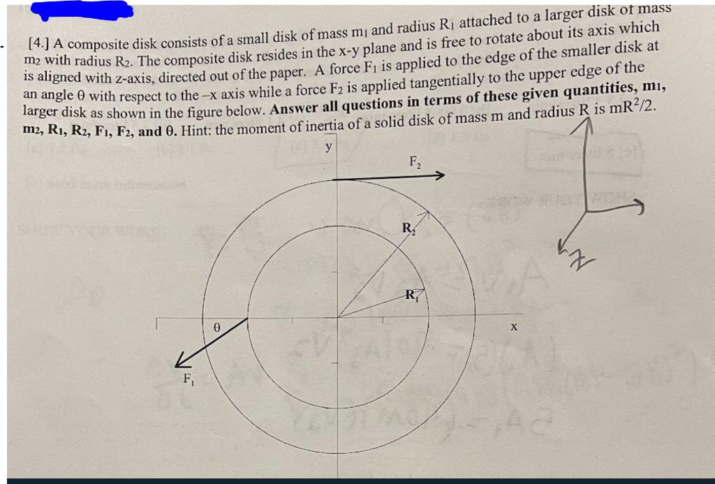 Solved [4.) A composite disk consists of a small disk of | Chegg.com