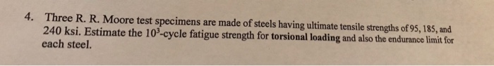 Solved 4. Three R. R. Moore test specimens are made of | Chegg.com