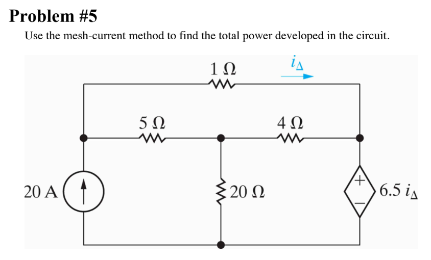 Solved 5. Use the mesh-current method to find the total | Chegg.com