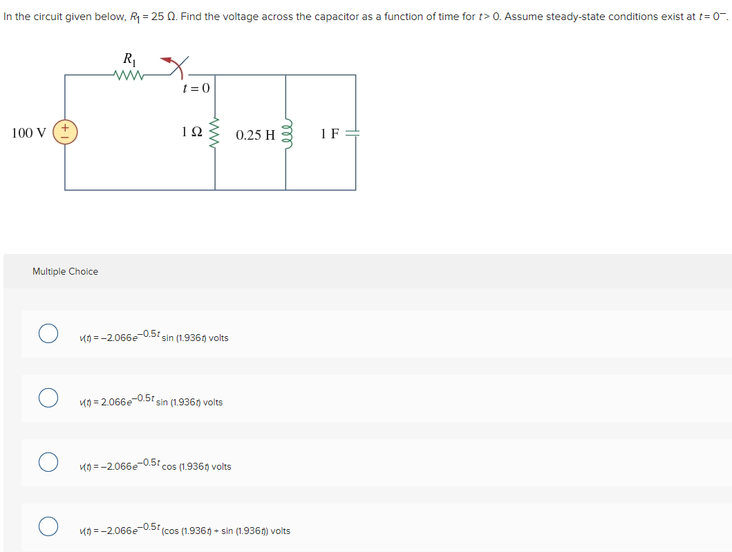 Solved In the circuit given below, R1=25Ω. Find the voltage | Chegg.com