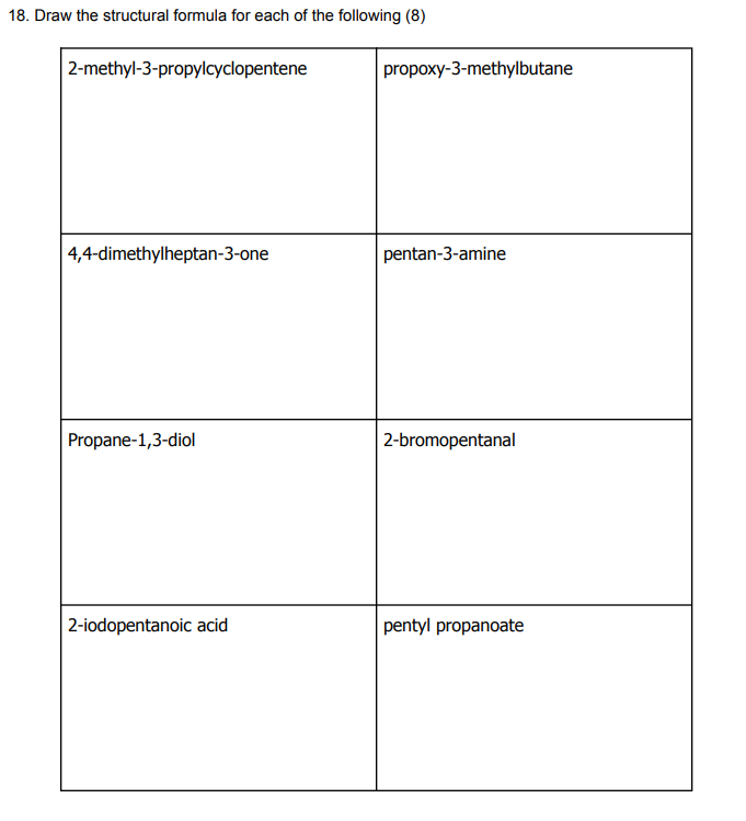 Solved Draw the structural formula for each of the following | Chegg.com