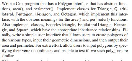 Solved complete with only the class Polygon and subclasses | Chegg.com