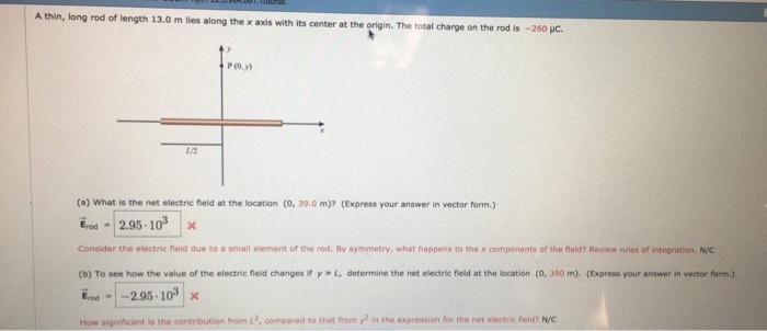 Solved | A thin, long rod of length 13.0 m lies along the x | Chegg.com