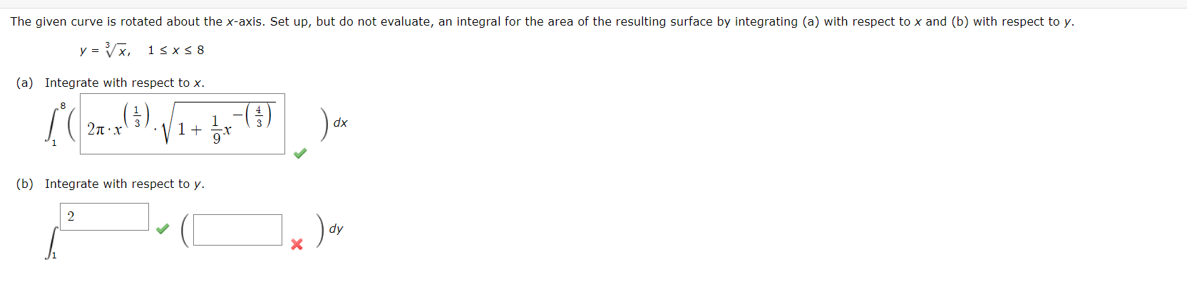 Solved The given curve is rotated about the x-axis. Set up, | Chegg.com