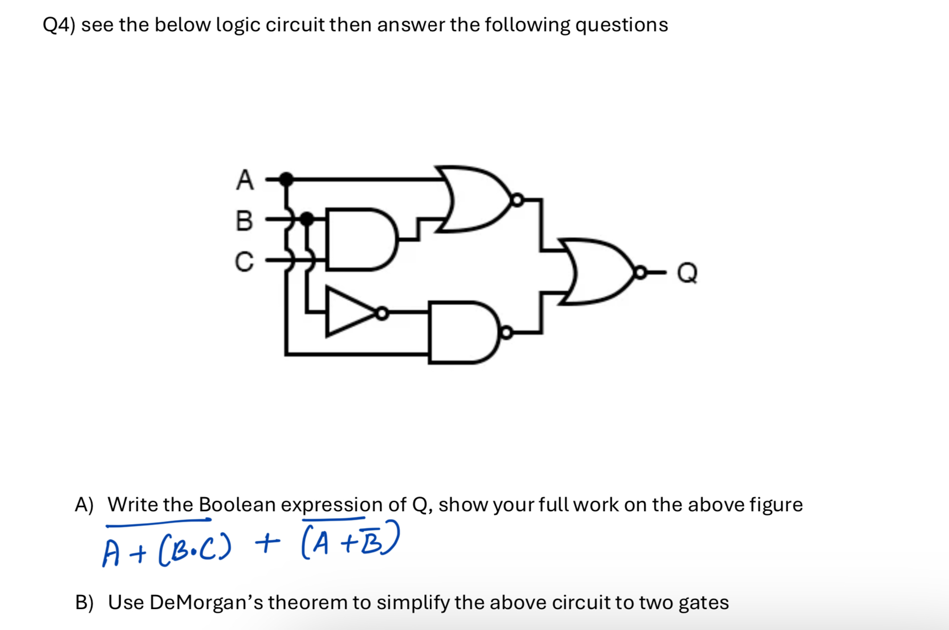 Solved Q4) ﻿see the below logic circuit then answer the | Chegg.com