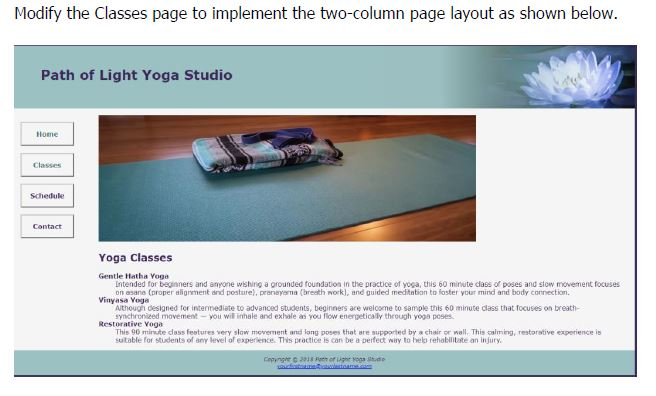 Need Help: Open yoga.css (CSS Code provided) in your | Chegg.com