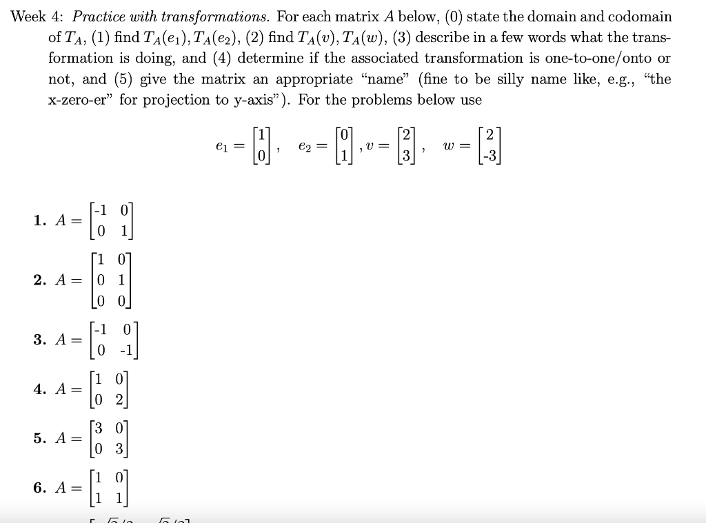Solved Week 4: Practice with transformations. For each | Chegg.com