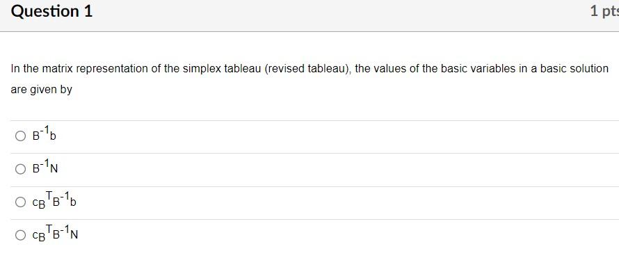 Solved In the matrix representation of the simplex tableau | Chegg.com