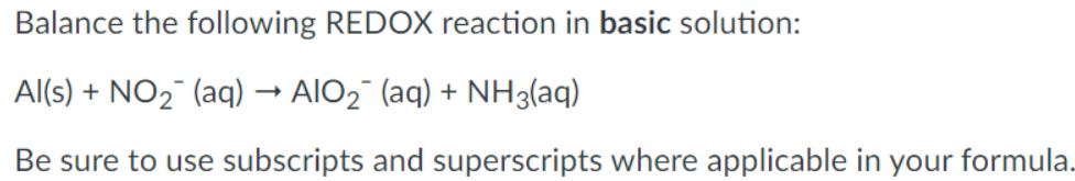Solved Balance the following REDOX reaction in basic | Chegg.com