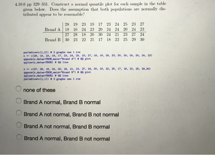 Solved 4.10.6 pp 329-331. Construct a normal quantile plot | Chegg.com
