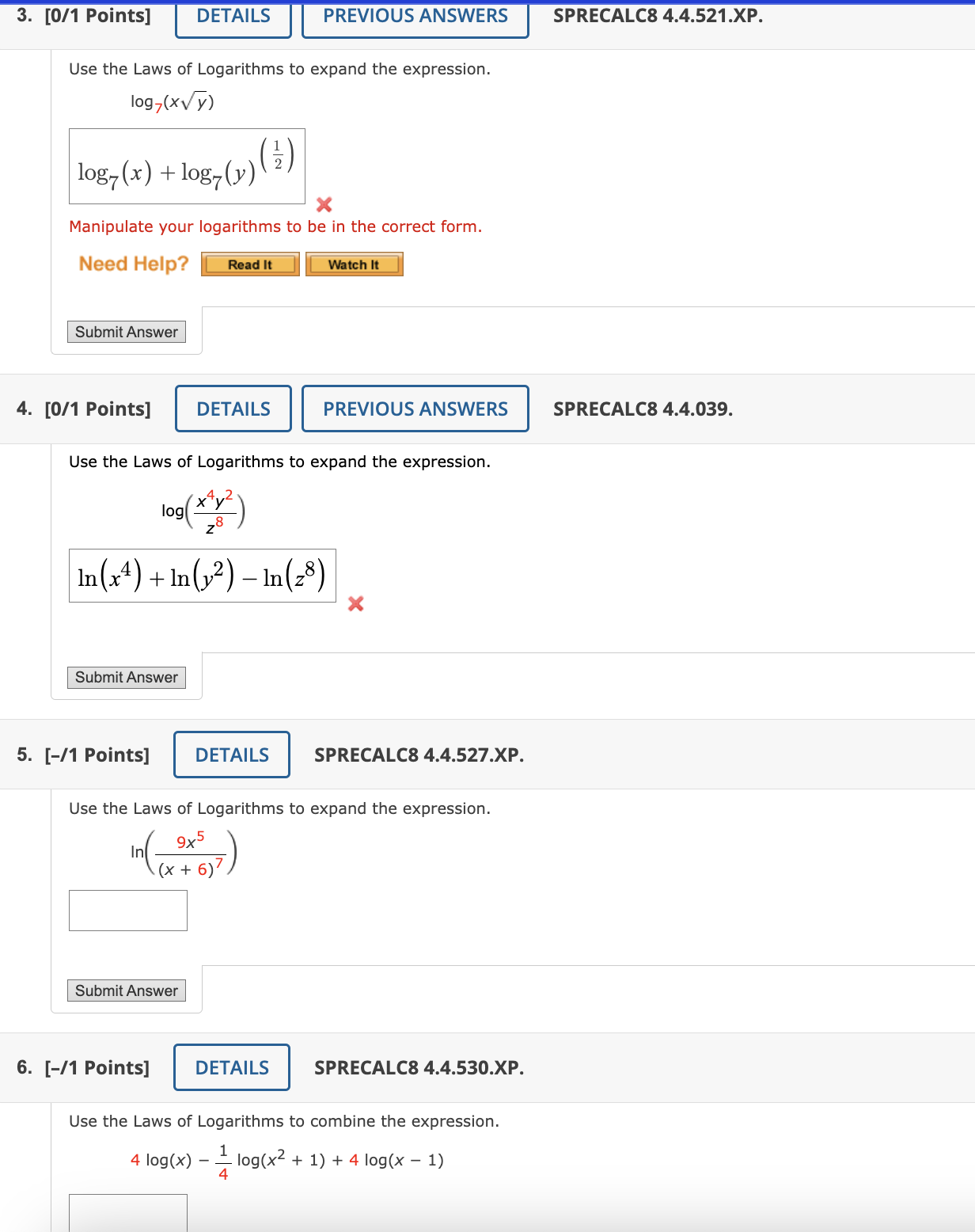 Solved Use the Laws of Logarithms to expand the expression. | Chegg.com
