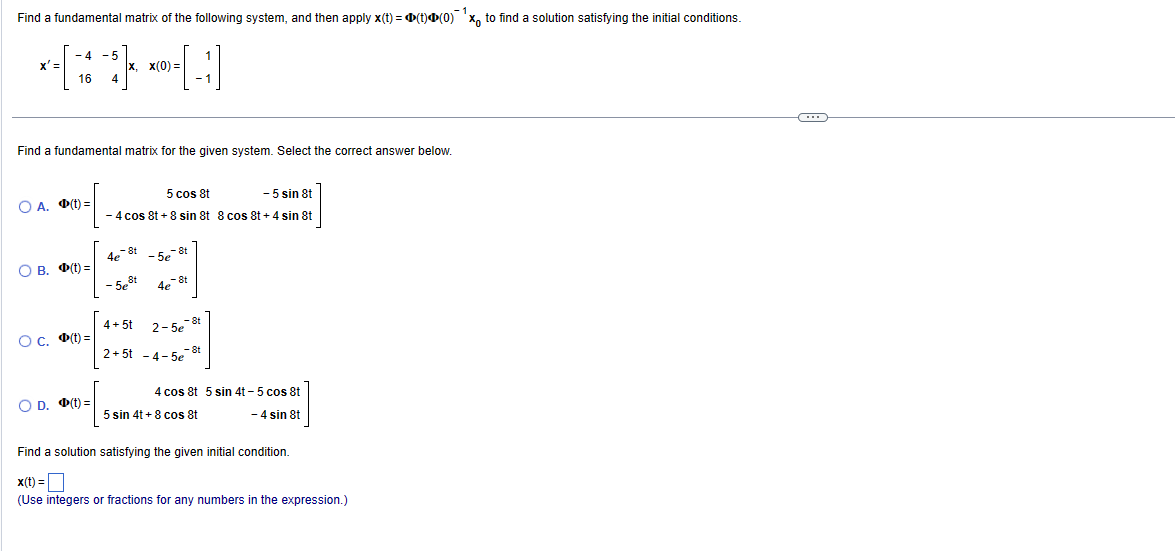 Solved Find a fundamental matrix of the following system, | Chegg.com