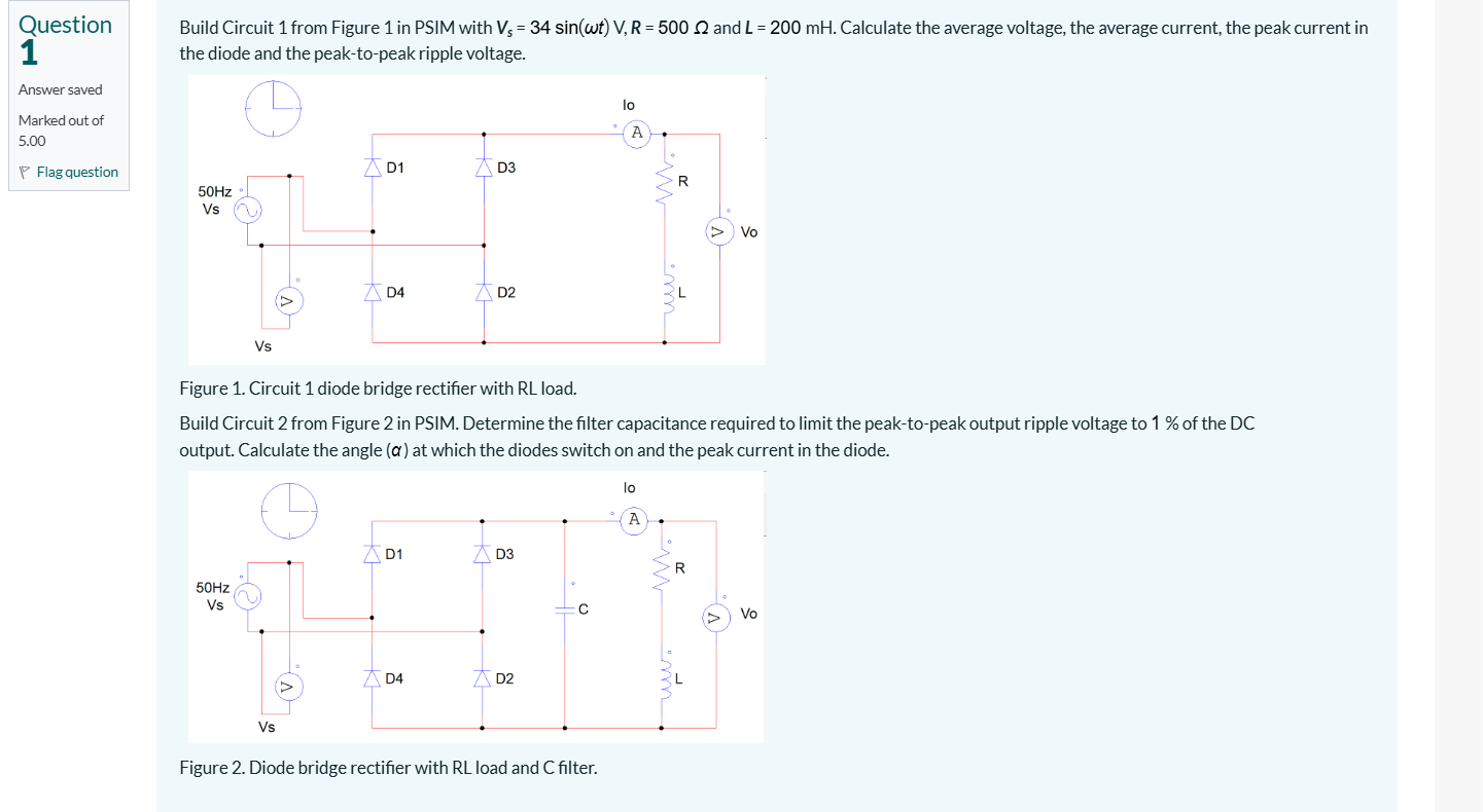 Solved Build Circuit 1 ﻿from Figure 1 in ﻿PSIM with | Chegg.com