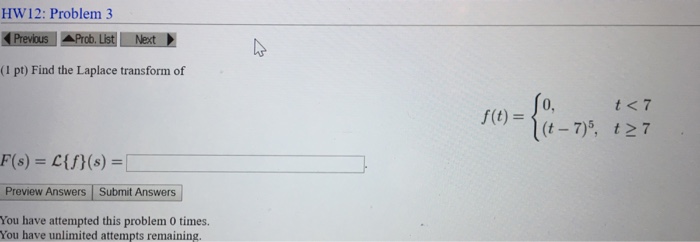 Solved HW12: Problem 3 Previous Prob List Next (1 pt) Find | Chegg.com