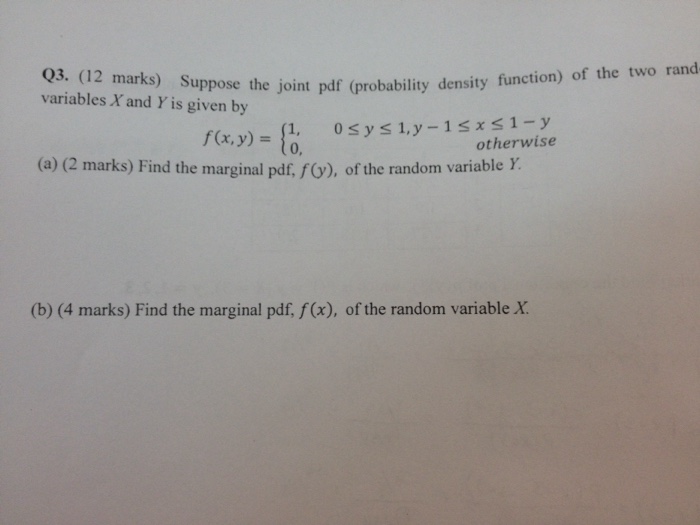Solved Suppose the joint pdf (probability density function) | Chegg.com