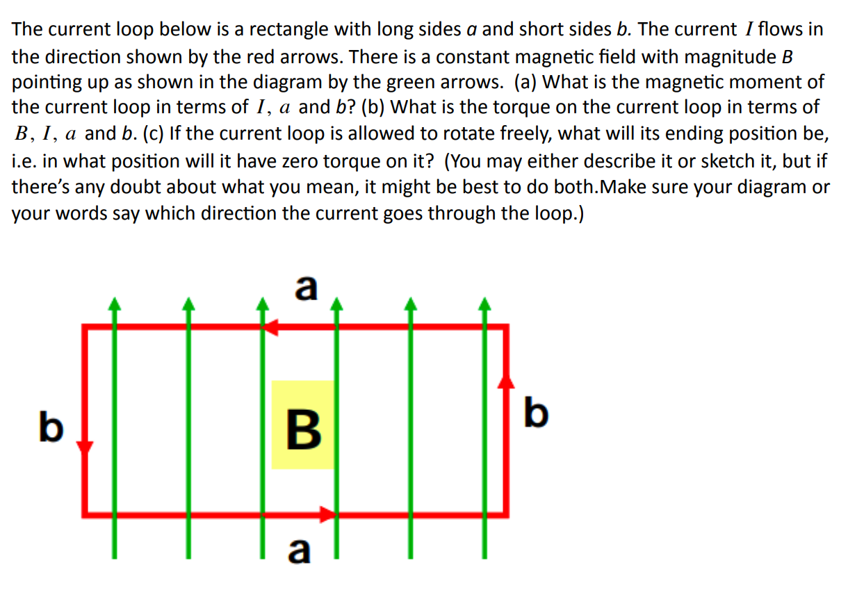 Solved The current loop below is a rectangle with long sides | Chegg.com
