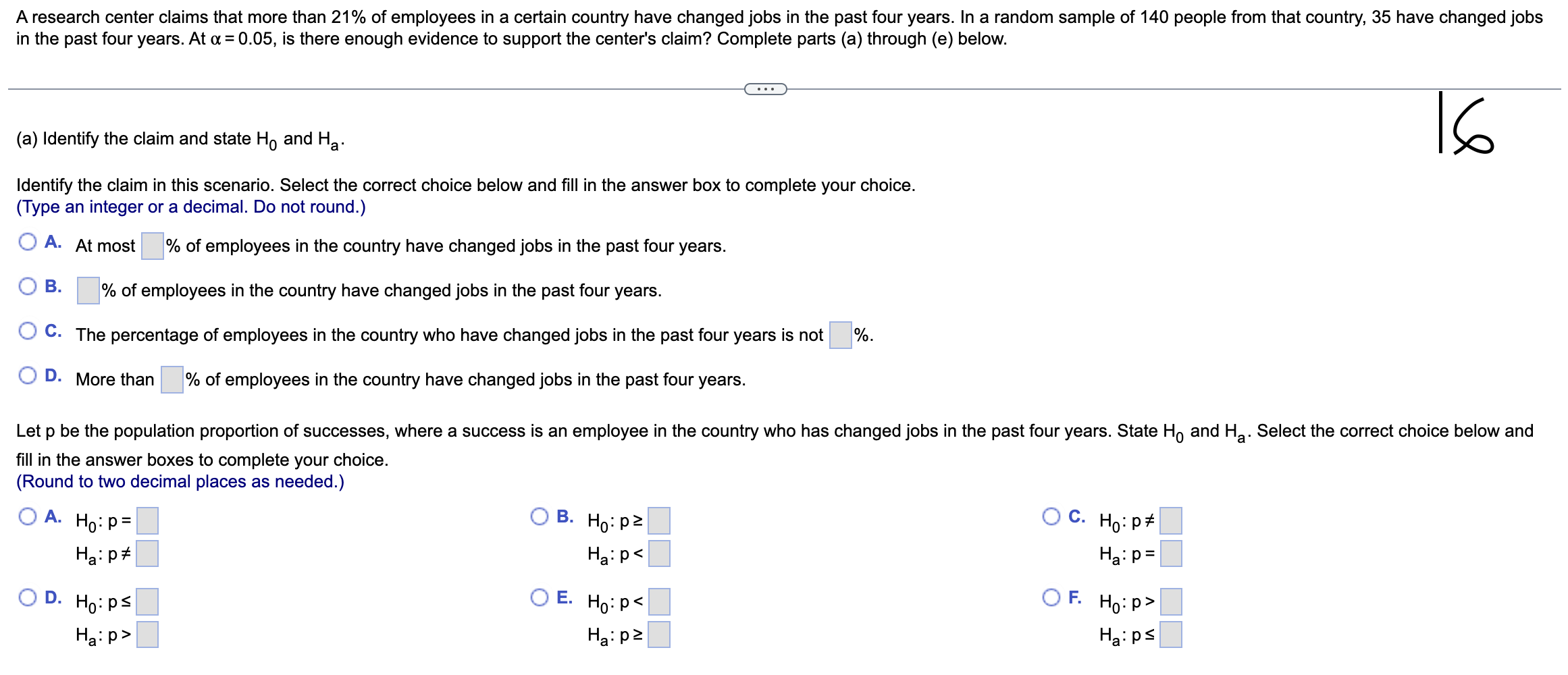 Solved in the past four years. At α=0.05, is there enough | Chegg.com