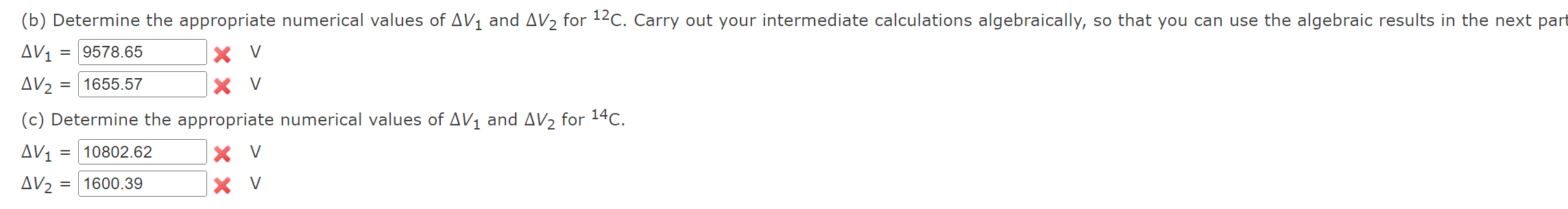 Solved (b) Determine the appropriate numerical values of ΔV1 | Chegg.com