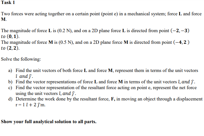 Solved Task 1 Two forces were acting together on a certain | Chegg.com