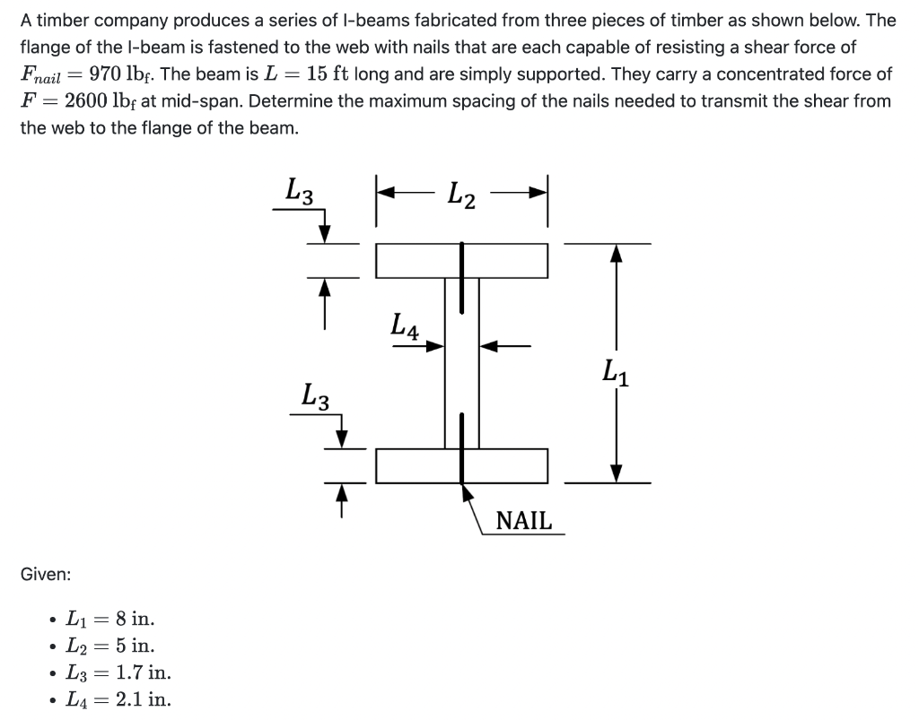 Solved A timber company produces a series of I-beams | Chegg.com