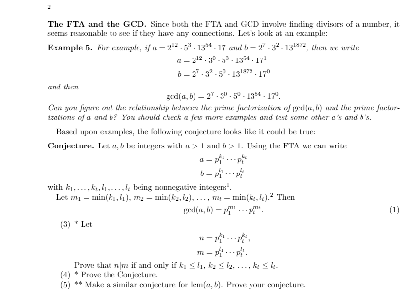Solved FTA = Fundamental Theorem of Arithmetic. Please | Chegg.com