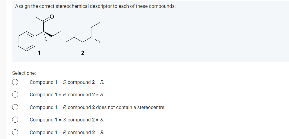 Solved Assign the correct stereochemical descriptor to each | Chegg.com