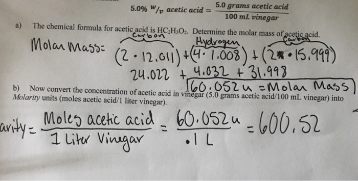 Acetic Acid Vinegar Formula