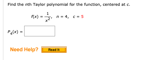 Solved Find the nth Taylor polynomial for the function, | Chegg.com