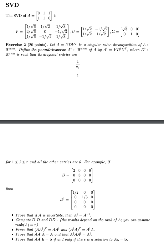 Solved SVDThe SVD of A=[011110] | Chegg.com