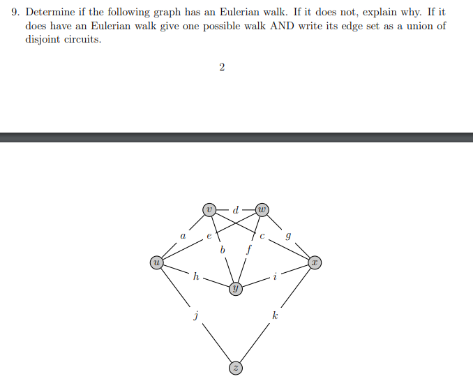 Solved 9. Determine if the following graph has an Eulerian | Chegg.com