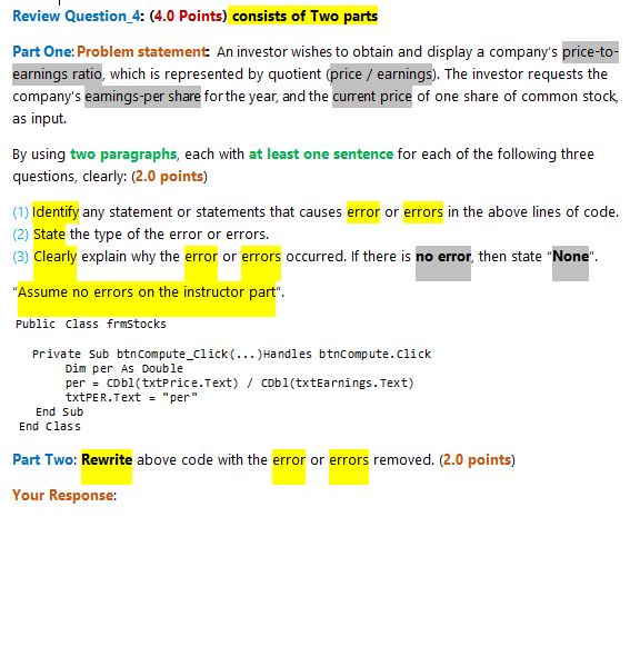 Solved Review Question_4: (4.0 Points) consists of Two parts | Chegg.com