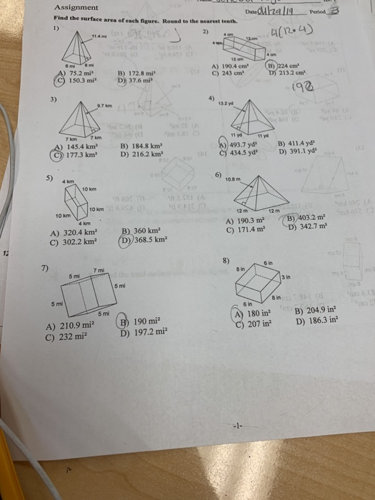 Solved Assignment Find the surface area of each figure. | Chegg.com