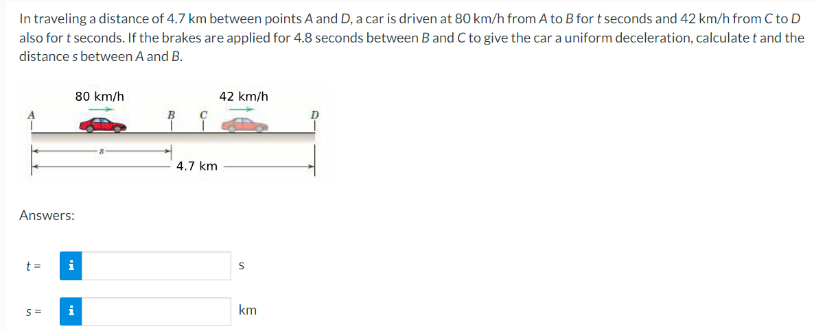 Solved In traveling a distance of 4.7 km between points A | Chegg.com