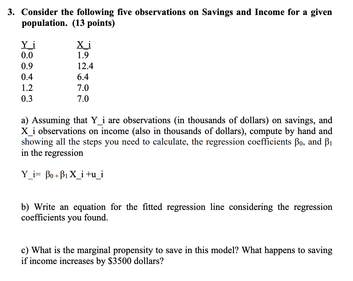 Solved Consider the following five observations on Savings | Chegg.com