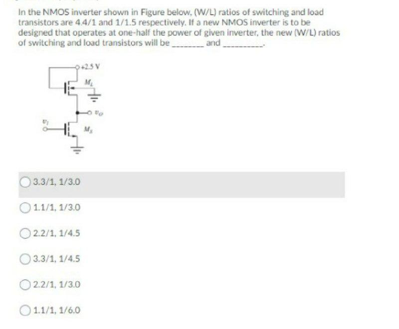 Solved In the NMOS inverter shown in Figure below, (W/L) | Chegg.com