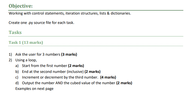 Solved Objective: Working with control statements, iteration | Chegg.com