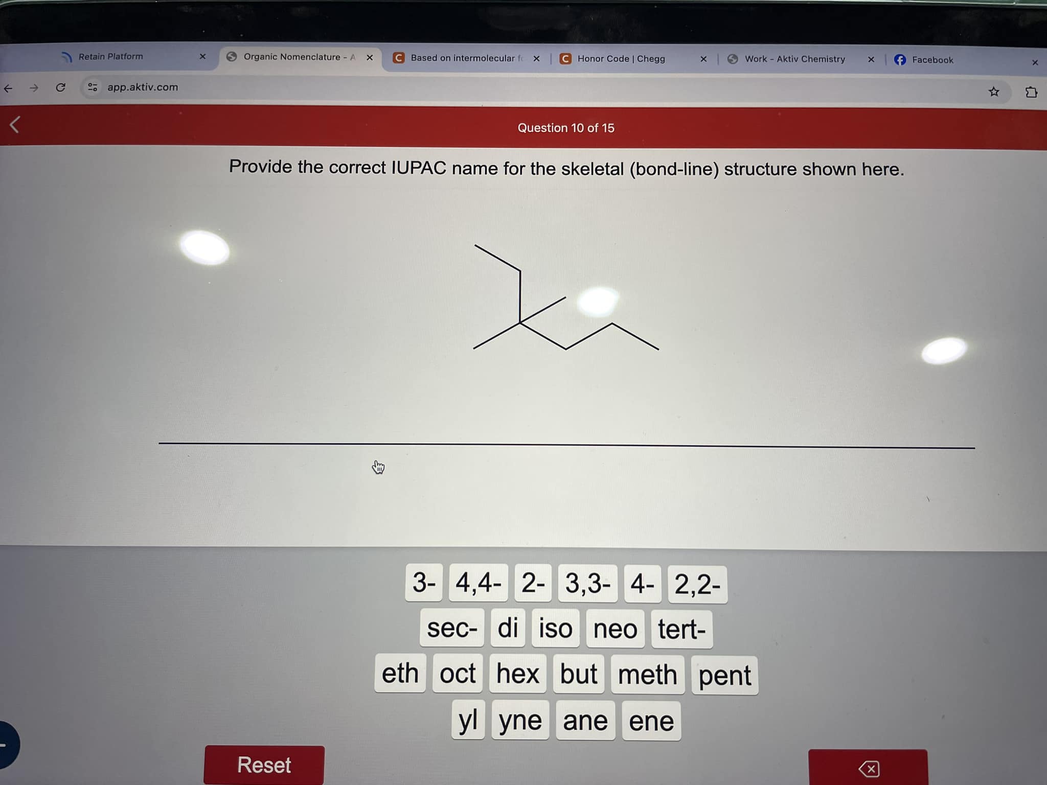 Solved Provide the correct IUPAC name for the skeletal | Chegg.com