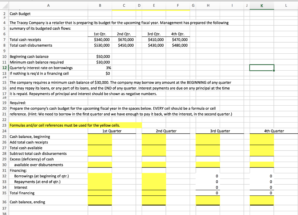 Solved Provided answers must be in Excel Formulas Format and | Chegg.com
