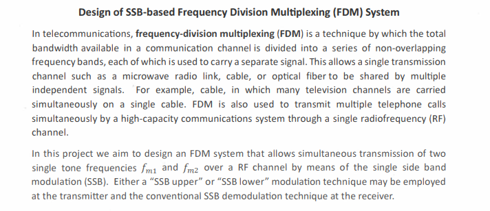 Solved Design of SSB-based Frequency Division Multiplexing | Chegg.com
