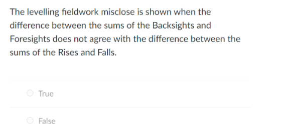 Solved The levelling fieldwork misclose is shown when the | Chegg.com
