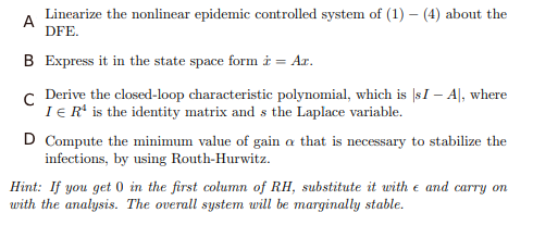 Epidemic Model \& Control The following equations | Chegg.com